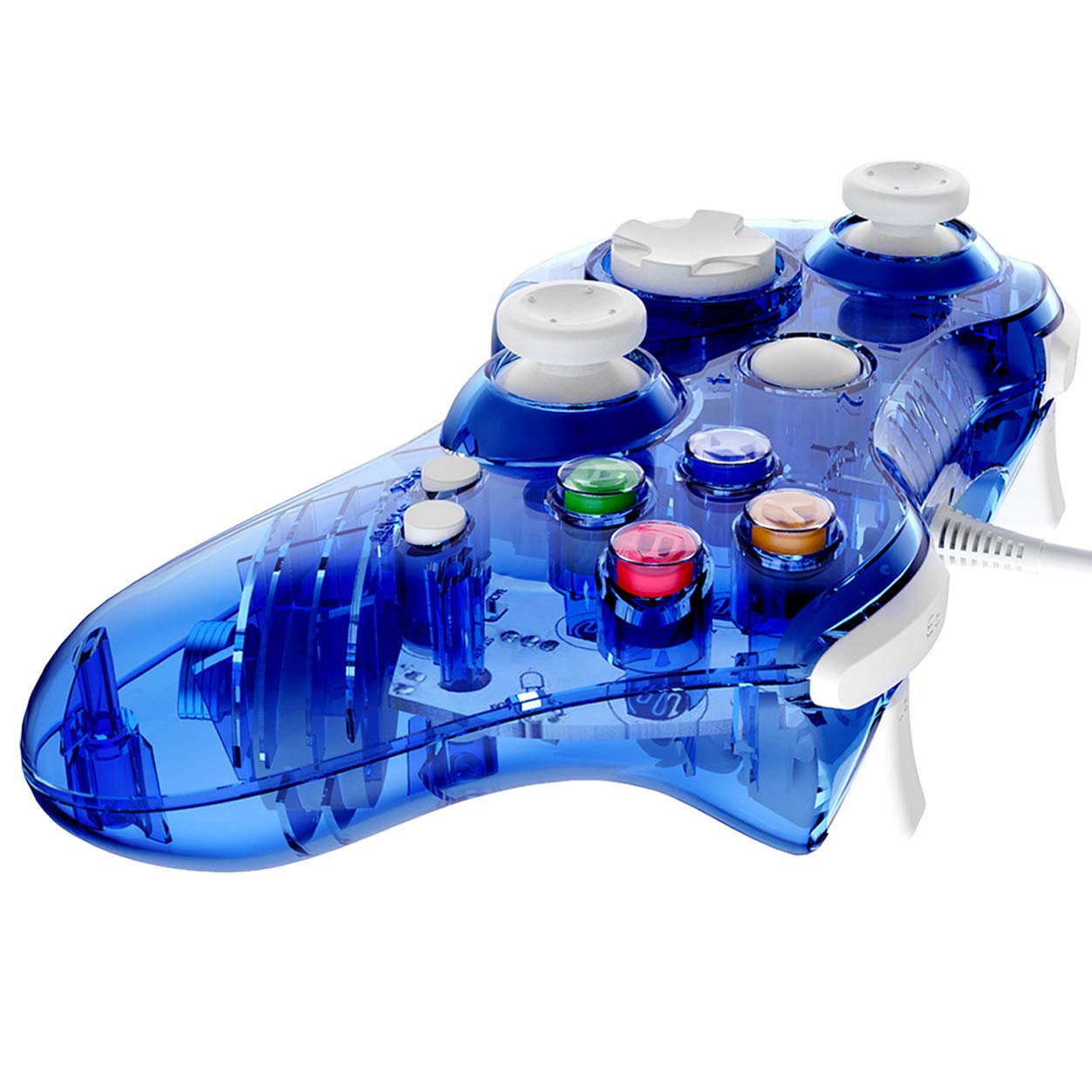 Wired 360 Controller Dual Vibrator Wired Gamepad Gaming Joypad, Blue - PAWHITS