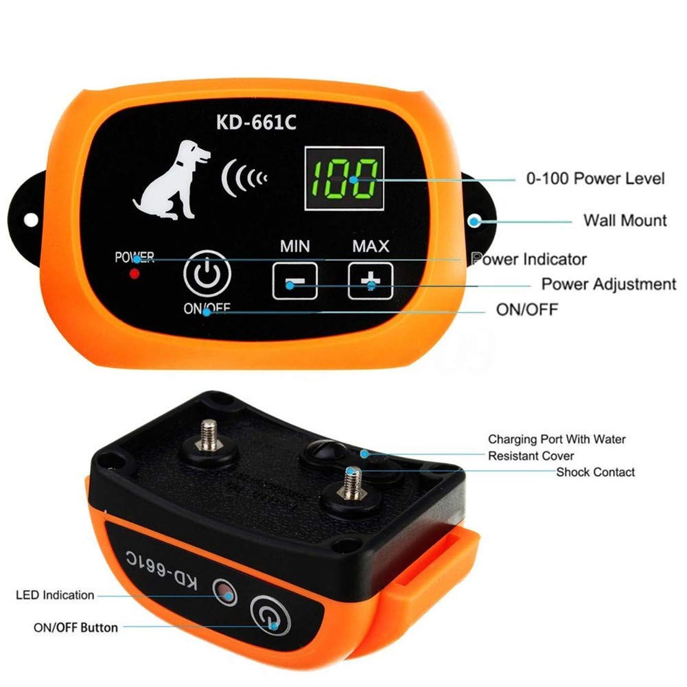 Wireless Dog Fence, Pet Electric Containment System, Safe Effective Beep & Shock Dog Fence with Waterproof Collar, Adjustable Control Range & Display Distance,Electric Pet Fence,for3dogs