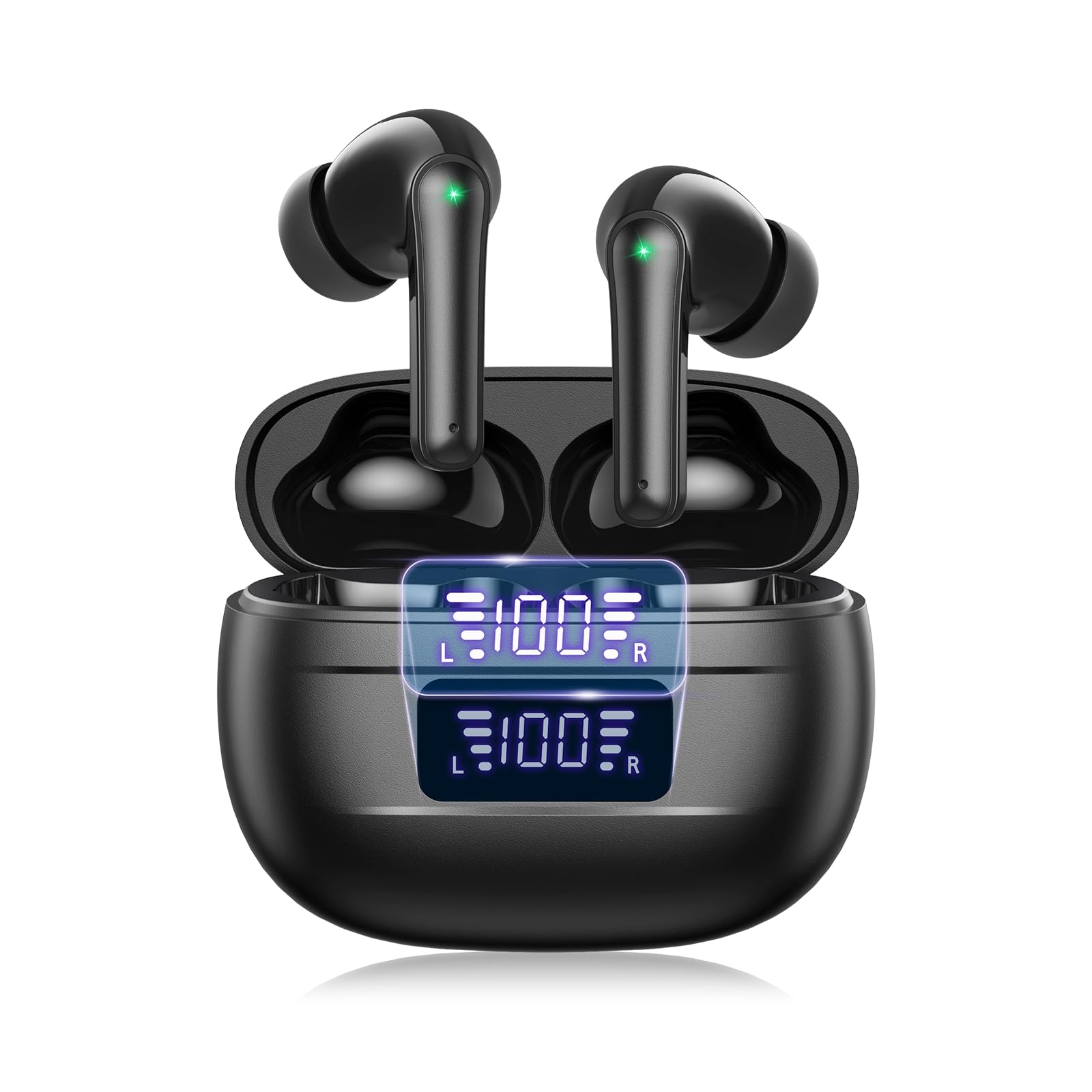 Wireless Earbuds Bluetooth Earbuds 76H Playtime Ear Buds Noise Cancellation Clear Calls Bluetooth Headphones Power Display Charging Case Light Weight IPX7 Waterproof Earphones for Sports Workout