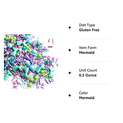 Sweets Indeed Sprinkles, Edible Sprinkle Mix, Perfect for Cake Decorations, Baking, Ice Cream, Cookies, Cupcake Topper, 6.5 ounces (Mermaid)