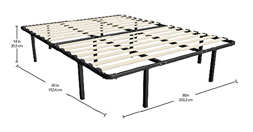 ZINUS SmartBase Euro Slats Mattress Foundation / 14 Inch Metal Platform Bed Frame / No Box Spring Needed / Sturdy Steel & Wood Frame / Underbed Storage, Queen