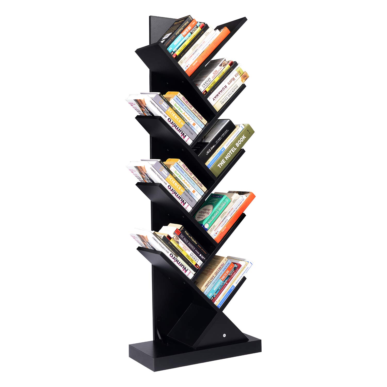 Wood Bookshelf Narrow Tall Tree Bookshelf Black Modern Open Wooden Bookcase Book Shelf Bookcases and Book Shelves