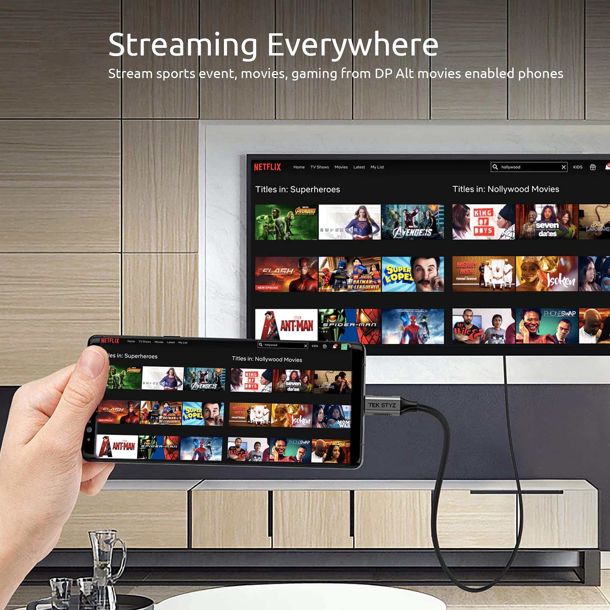 Works by Tek Styz HDMI 4k Adapter Kit Compatible with Microsoft Surface Duo 2 at Digital Full 60Hz with 6 Foot Cable!