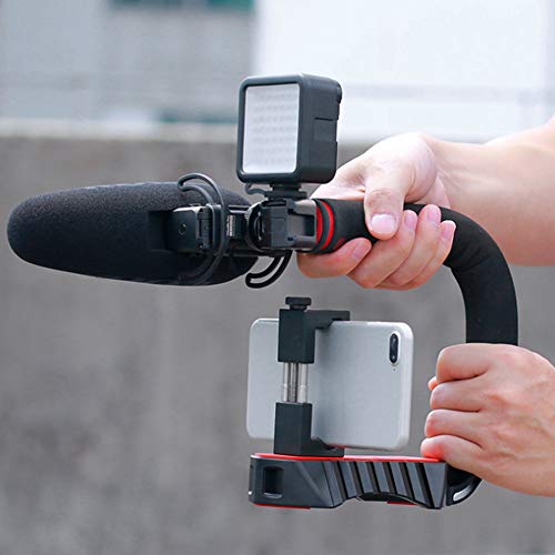 Triple U-Grip Shoe Mount Video Action Stabilizing Handle Grip Smartphone Grip Handle Rig Video Stabilizer Grip Tripod Mount for Phone Camera
