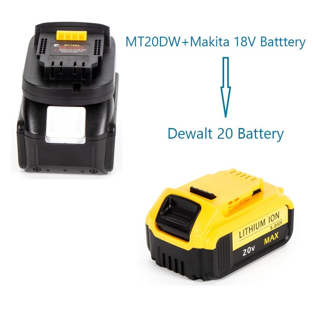 ZDTZAN MT20DL Battery Adapter for Makita 18V Li-ion Battery use on Dewalt 20V Battery Tool, Convert for Dewalt 18V 20V DCB200 Li-ion Battery Cordless Power Tools