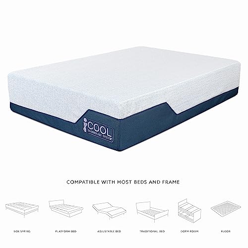 SWISSLUX 14-Inch King Size Mattress, iCOOL Tech and Cooling Gel Infused Medium Plush Memory Foam Mattress, CertiPUR-US Certified, Bed-in-a-Box, White, King Size (80" L x 76" W x 14" H)