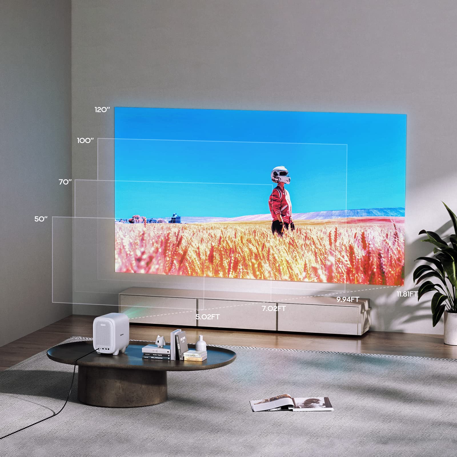 ZEEMR Netflix Certified Projector, Native 1080P 4K Smart Projector with Wifi and Bluetooth, Full HD Dolby, AI Auto Focus and Trapezoid Correction, Fully Sealed Dust-Proof, Linux System (White)