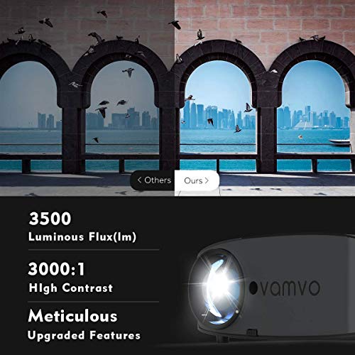 Video Projector, Outdoor Movie Projector with 200" Projection Size, vamvo Home Theater Projector with Platform Pallet, Support 1080P, Compatible with Fire TV Stick, PS4, HDMI, VGA, AV and USB (2pcs)