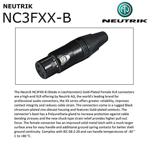 WORLDS BEST CABLES 10 Foot β Quad Balanced Microphone Cable Custom Made Using Mogami 2534 Wire and Neutrik NC3MXX-B Male & NC3FXX-B Female XLR Plugs