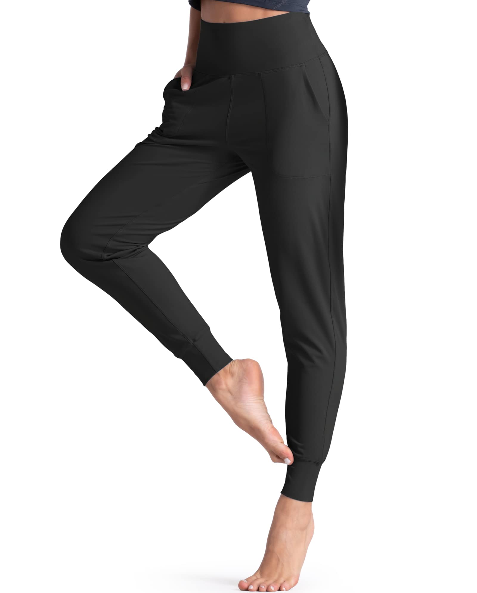 Wjustforu Joggers for Women High Waist Active Sweatpants, Women's Lounge Sweatpant with Pockets ((Small, Black)