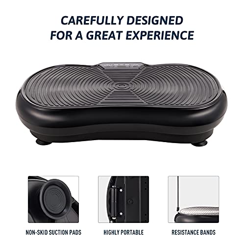 ZELUS Vibration Plate Exercise Machine with Resistance Bands, Vibrating Core Cardio Strength Training Plate for Home Workouts, Exercise Fitness Home Gym Equipment Vibration Machine with Remote