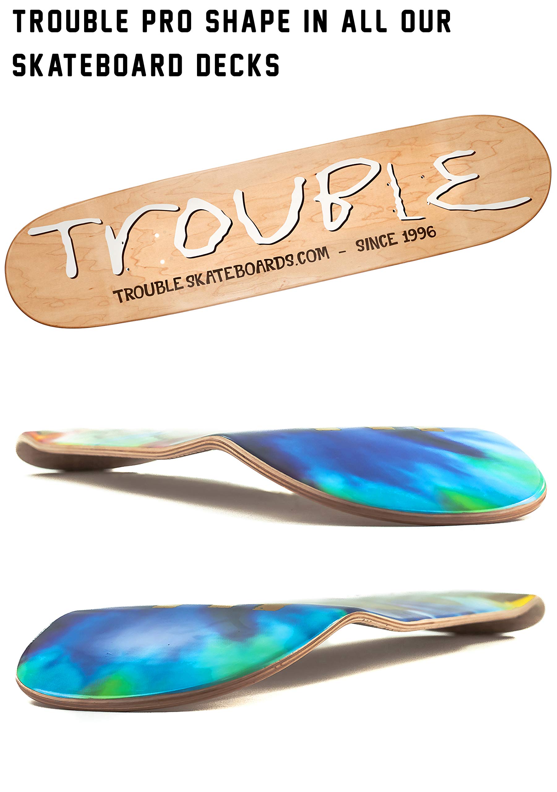 TROUBLE SKATEBOARDS Skateboard Deck 8.0 8.1 8.25 8.50 North American Maple Professional Decks (D30) (8.25)