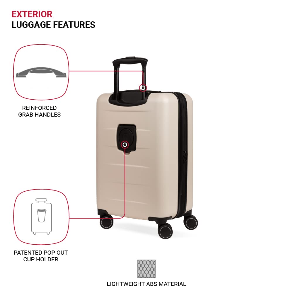 SwissGear 8020 Eclipse Hardside Expandable Luggage with Spinner Wheels, Cream, 3-Piece Set (18/24/27)