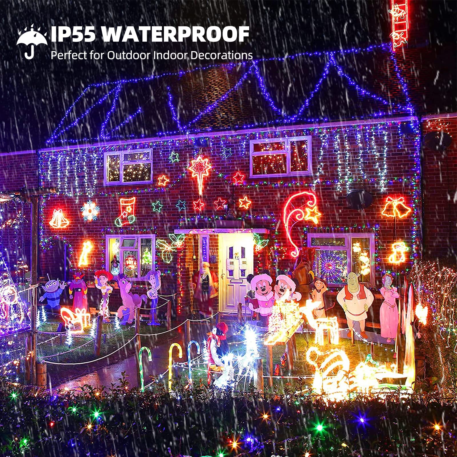 Tcamp 105ft 300 LED Christmas Tree Lights Outdoor Indoor String Lights End to End Plug Memory Function UL Certified 8 Modes Fairy Lights for Christmas Tree Party Wedding Holiday Decor (Warm White)