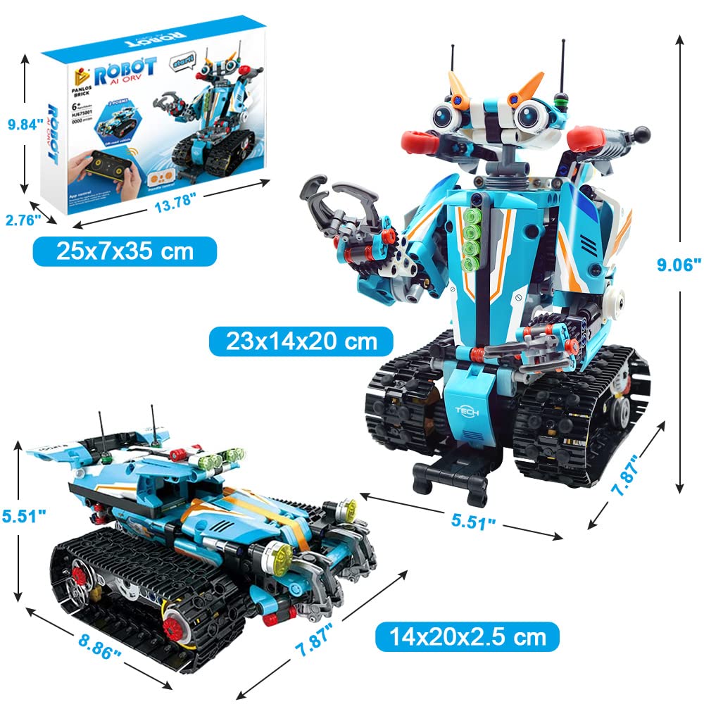 Zivmin Remote Control Robot Building Kit, 2-in-1 STEM Building Blocks Robot Toys Set Remote Control Engineering Science Educational Building Toys Kits for 8 9 10 11 12+ Boys and Girls Gift 701 PCS