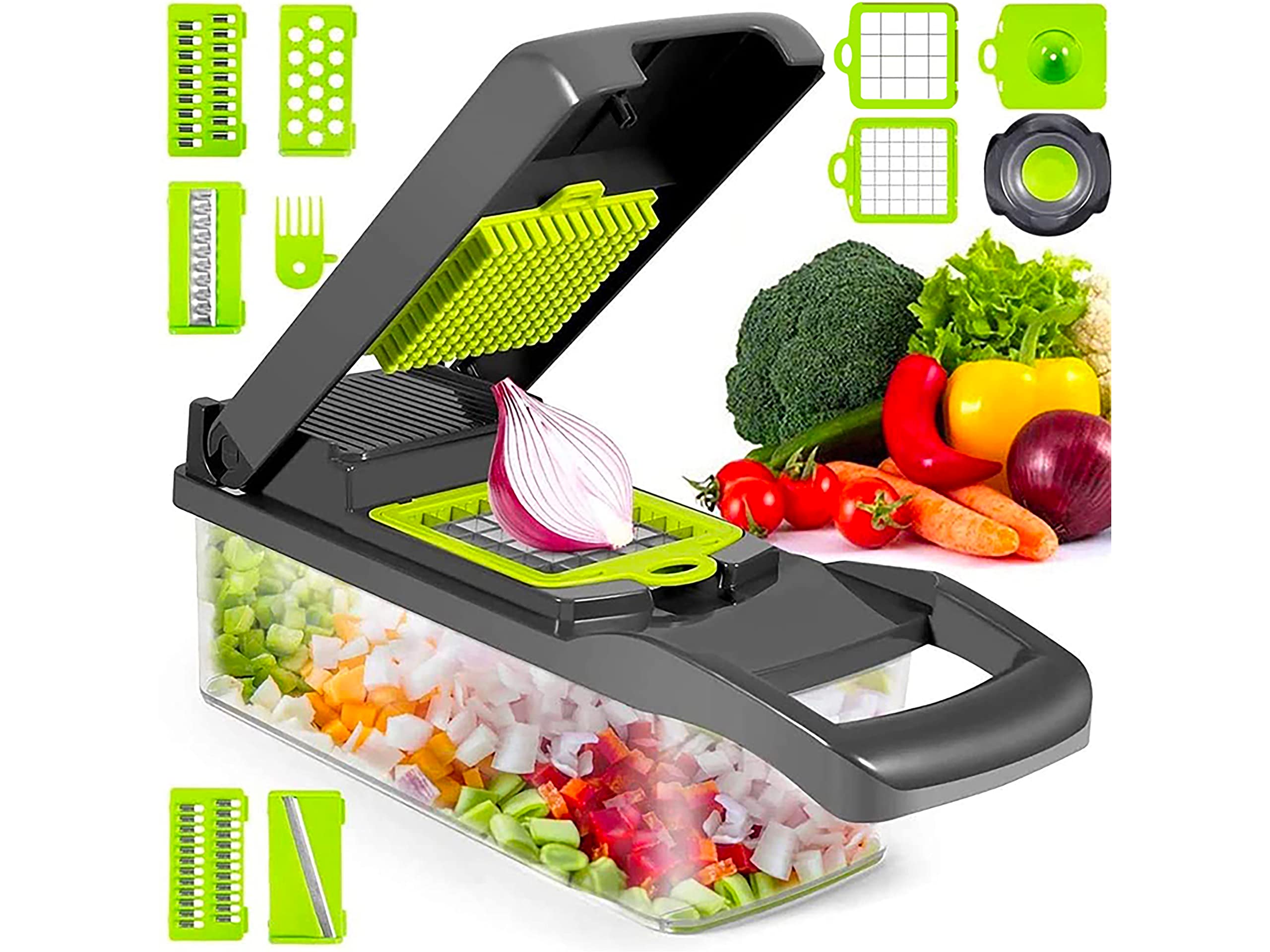Vegetable Chopper, ideal for cutting and dicing fruits and vegetables slicer dicer cutter versatile veggie chopper with 8 blades and attachments onion cutter