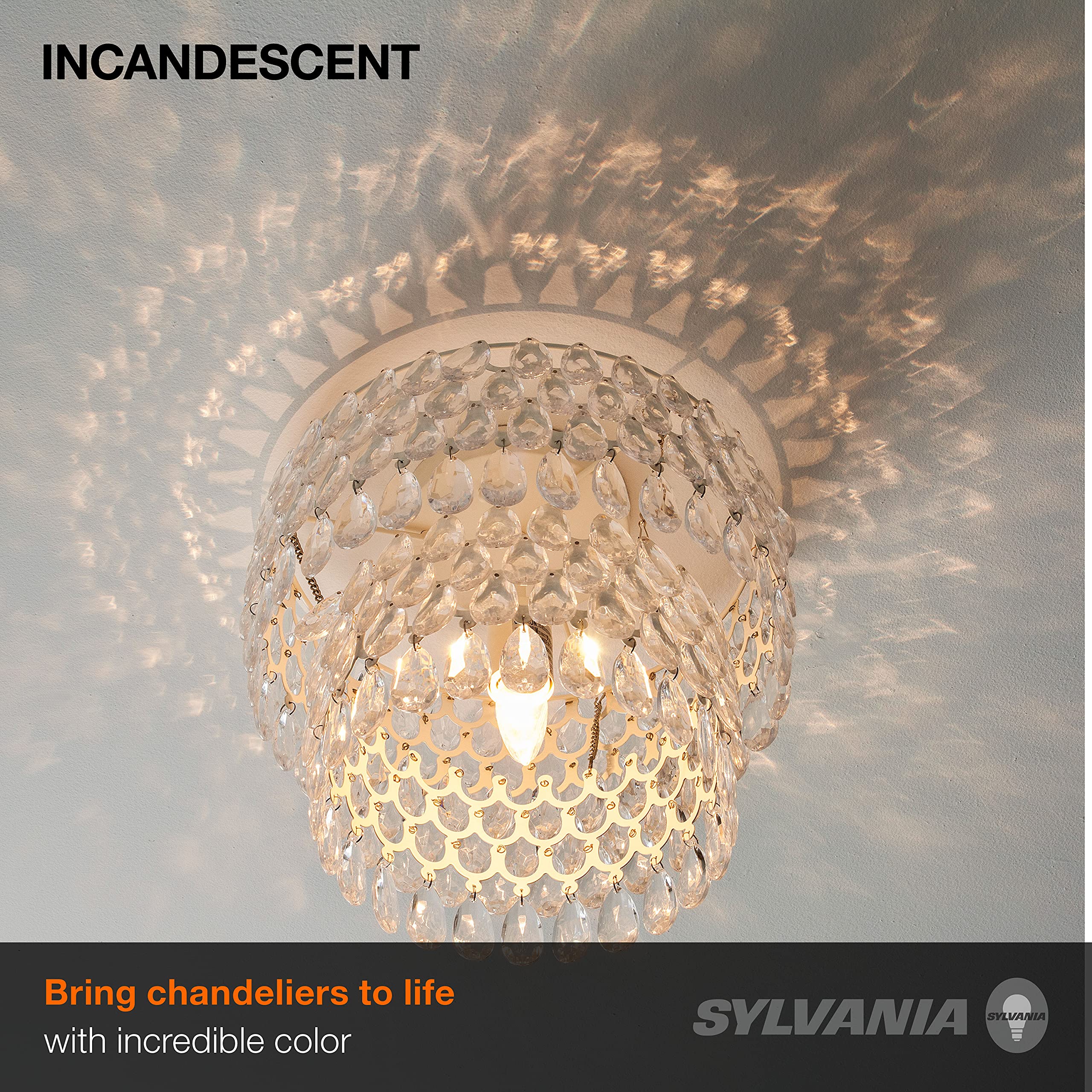 SYLVANIA Incandescent Décor Light Bulb, F15, 40W, Medium Base, 335 Lumens, 2850K, Incandescent, Soft White - 2 Pack (13985)