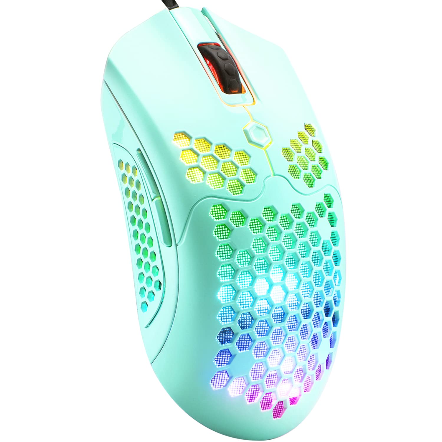 ZIYOU LANG M5 RGB Lightweight Wired Gaming Mouse with 12000 DPI 6 Programmed Buttons,65G Honeycomb Shell,Ultralight Ultraweave Cable,Pixart 3325 Optical Sensor Gamer Mice(Black)