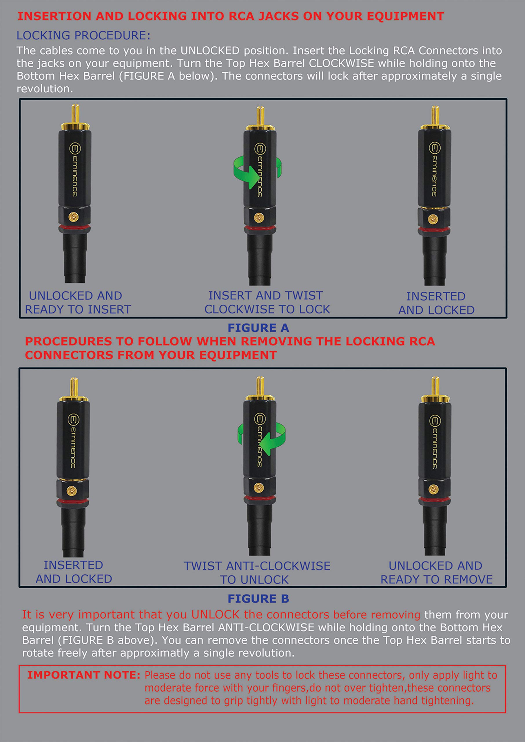 WORLDS BEST CABLES 3 Foot RCA Cable Pair - Gotham GAC-4/1 (Black) Star-Quad, Audio Interconnect Cable with Premium Gold plated Locking RCA Connectors - Directional - CUSTOM MADE