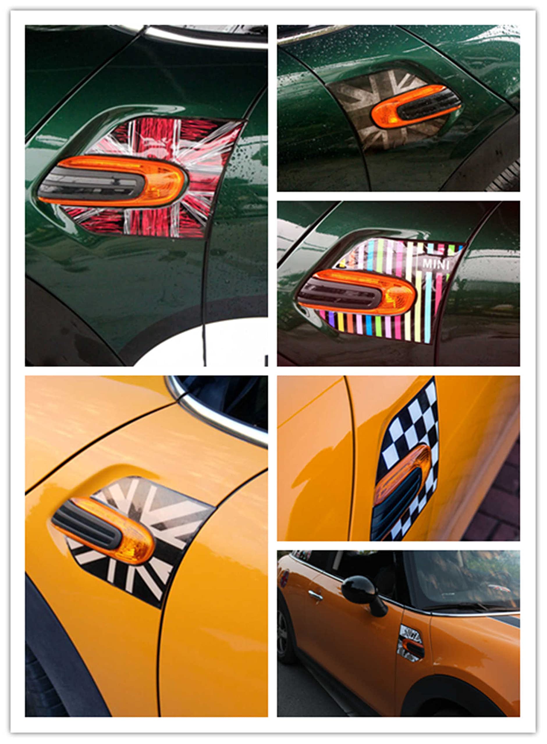 Vinyl Sticker Decal Cover Compatible with Mini Cooper F55 Hardtop F56 Hatchback 2014+ (Side Scuttle Lamp Light Pattern Fender Panel, Union Jack UK B)
