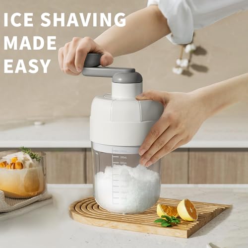 Yanpoake Manual Ice Shaver Snow Cone Machine Portable Shaved Crushed Ice Maker Crusher with 2 Free Ice Cube Tray for Home Outdoors Use