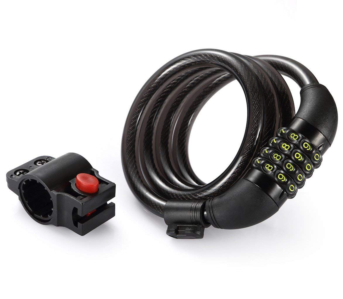 Titanker Bike Lock, 4 Feet Bike Locks Cable, Secure Resettable Combination Bike Lock with Mounting Bracket, 1/2 Inch Diameter