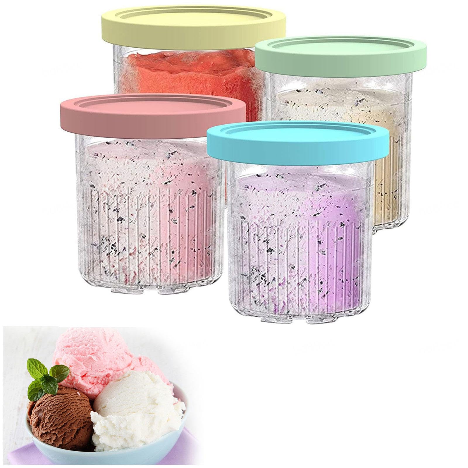 VRINO Creami Deluxe Pints, for Ninja Creami Deluxe,24 OZ Ice Cream Container Airtight and Leaf-Proof for NC500 NC501 Series Ice Cream Maker