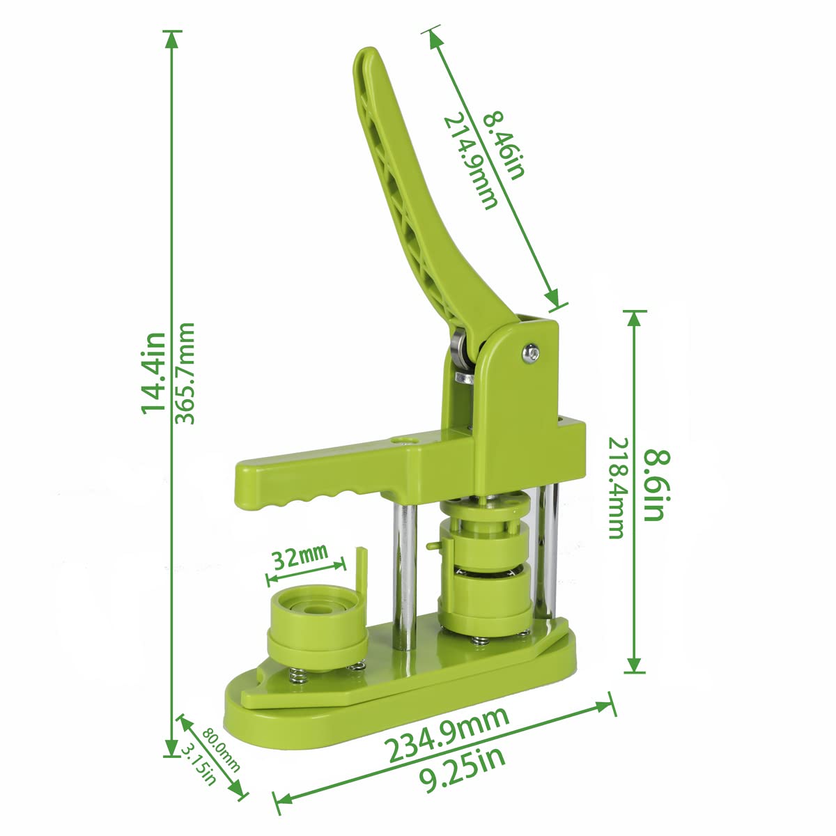 ZKGRAND Upgrade Version Button Maker Machine(Green) 32mm(1¼ in),DIY Pin Button Maker Press Machine Kit,Badge Punch Press Machine with Free 100pcs Button Parts&Pictures&Circle Cutter&Magic Book