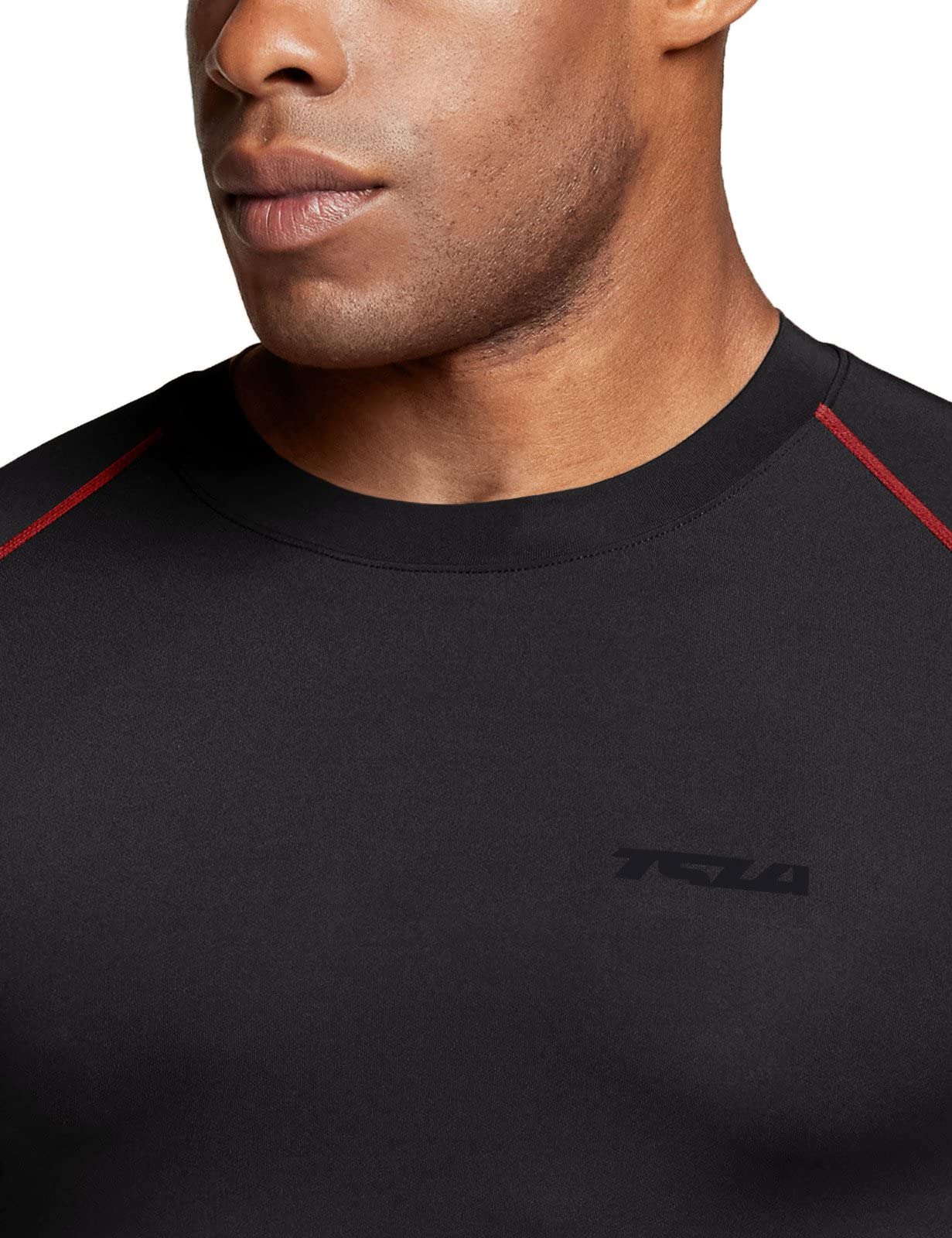 TSLA Men's Thermal Long Sleeve Compression Shirts, Athletic Base Layer Top, Winter Gear Running T-Shirt, Heat Core 2pack Black & Red/Olive, Large