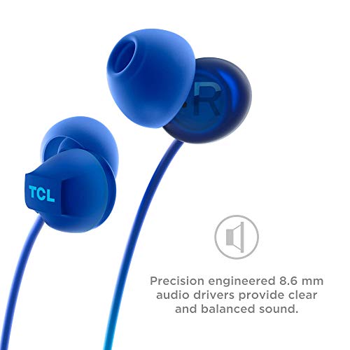 TCL SOCL300BT Wireless Bluetooth in-Ear Earbud Headphones with Noise Isolation and Extra-Long 17hr Playback Battery, Built-in Mic - Ocean Blue