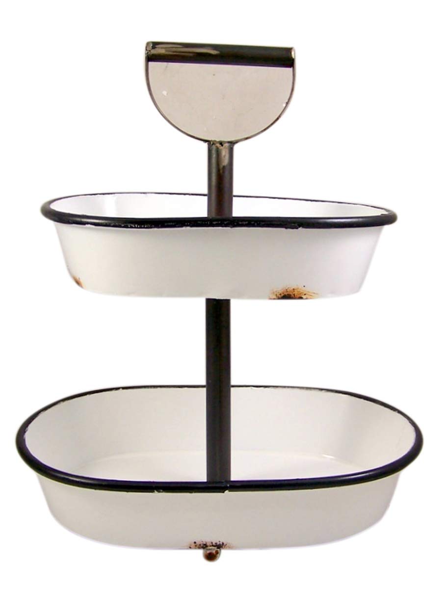 VIP Home Rustic Two Tier Metal Bucket Organizer Display Tray, 14 1/2 Inches