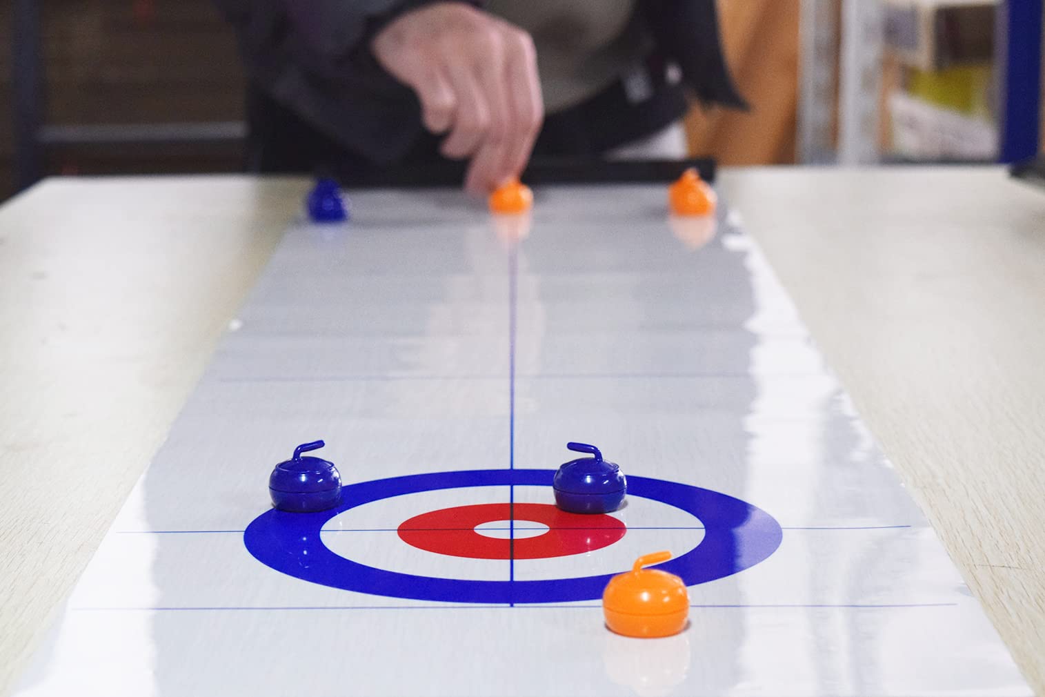 Tabletop Curling Game and Family Fun Board Games Shuffleboard Pucks with 8 Rolllers Gifts for Kids and Adults Travel Compact Storage