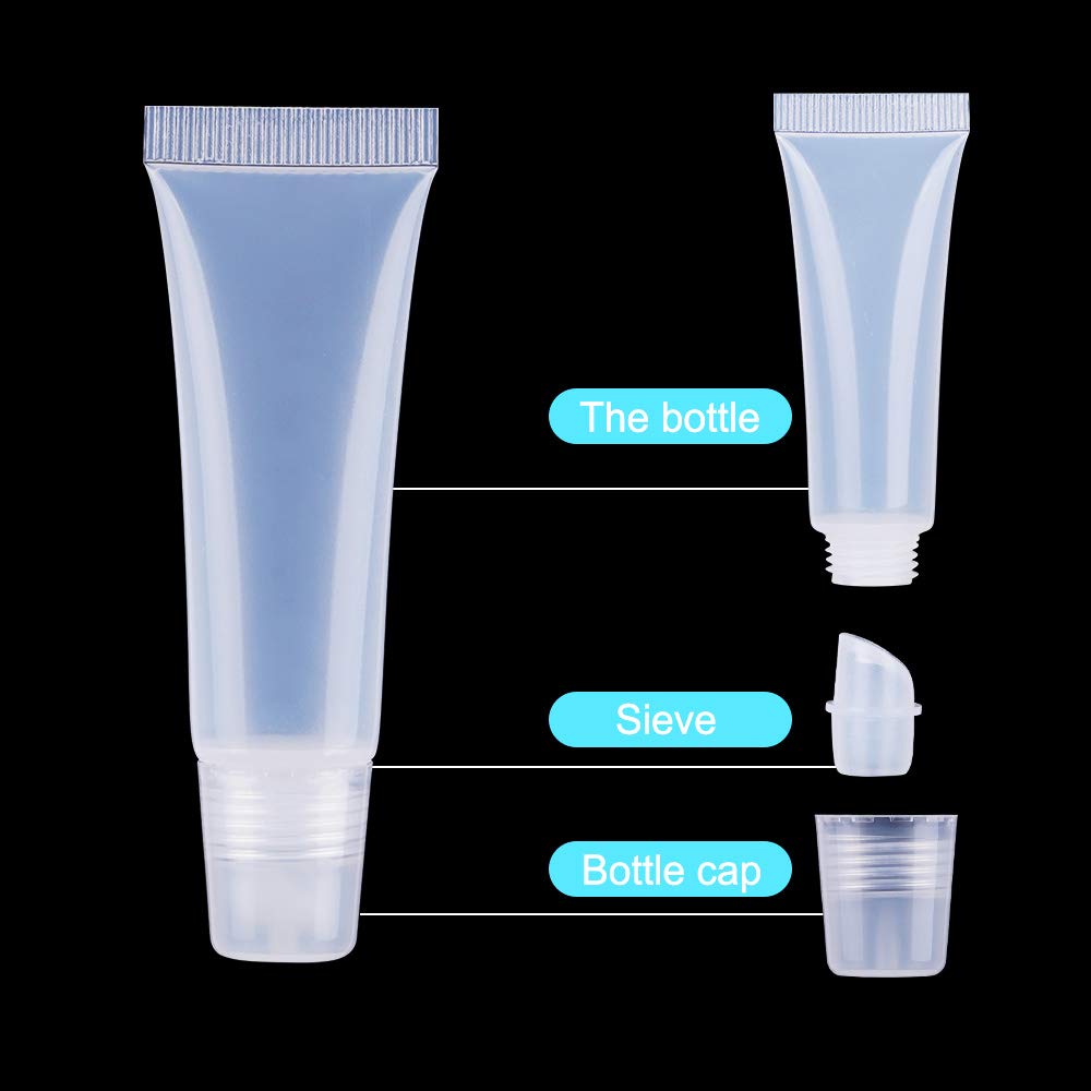 TDHDIKE 50pcs 10 ml Lip Gloss Tubes, and 100pcs 3ml Disposable Graduated Plastic Transfer Pipettes, Basic Essential Bottles for DIY Lip Gloss Balm/Cosmetic
