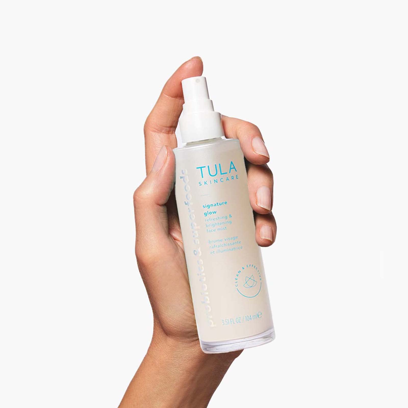 TULA Skin Care Signature Glow Refreshing & Brightening Face Mist - Oil & Alcohol Free, Hydrating & Brightening with Pollution & Blue Light Protection, 3.51 fl oz.