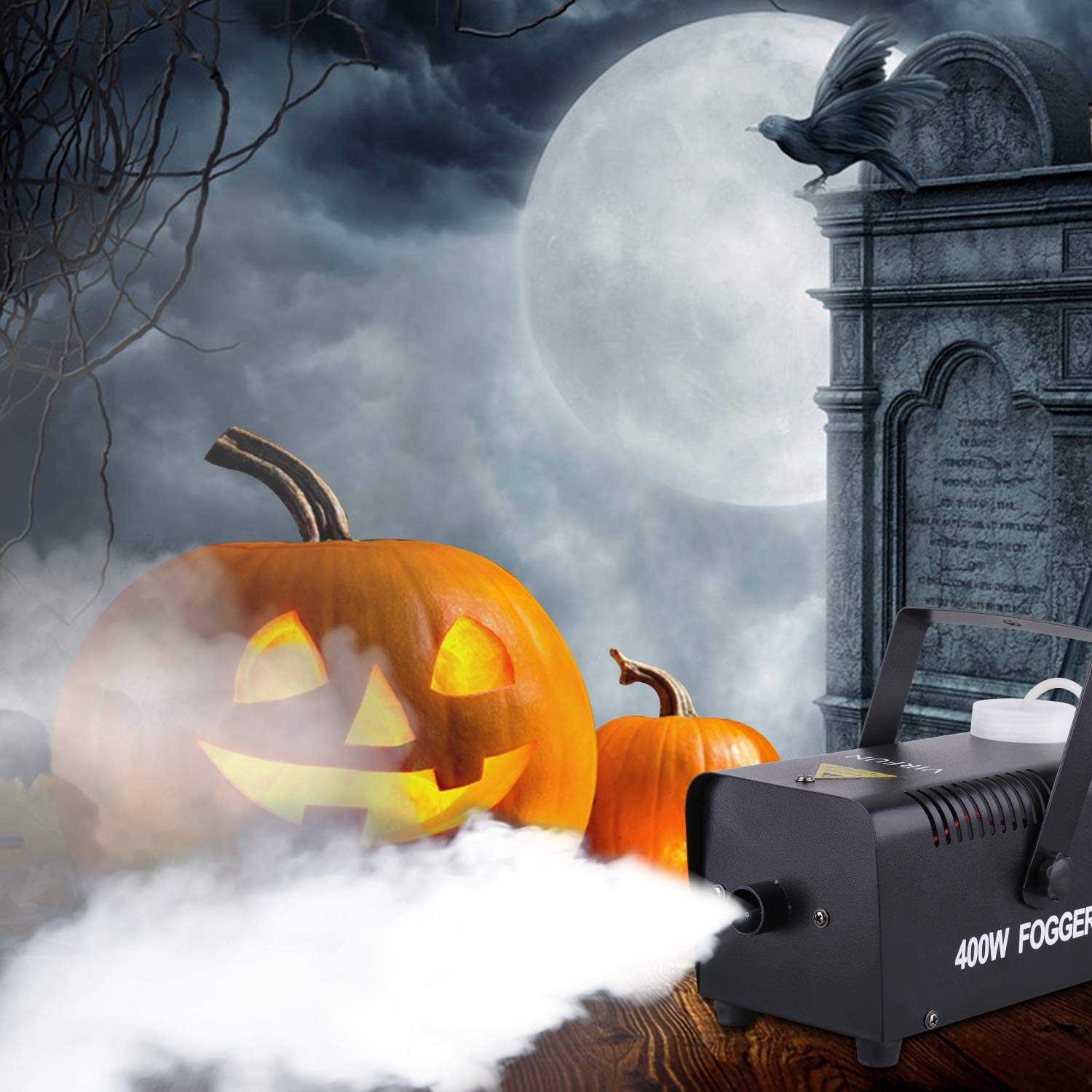 VIRFUN Fog Machine, Smoke Machine with Wireless&Wired Remote Control for Parties Halloween Wedding and Stage Effect, 400W