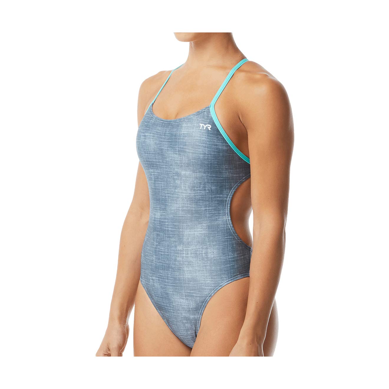 TYR Sandblasted Cutoutfit, Grey/Teal, 34