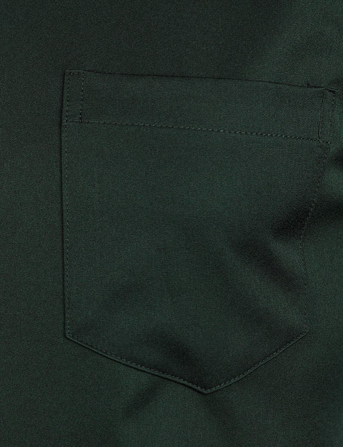 ZEROYAA Men's Banded Collar Slim Fit Long Sleeve Casual Button Down Dress Shirts with Pocket ZLCL09 Deep Forest Green Large