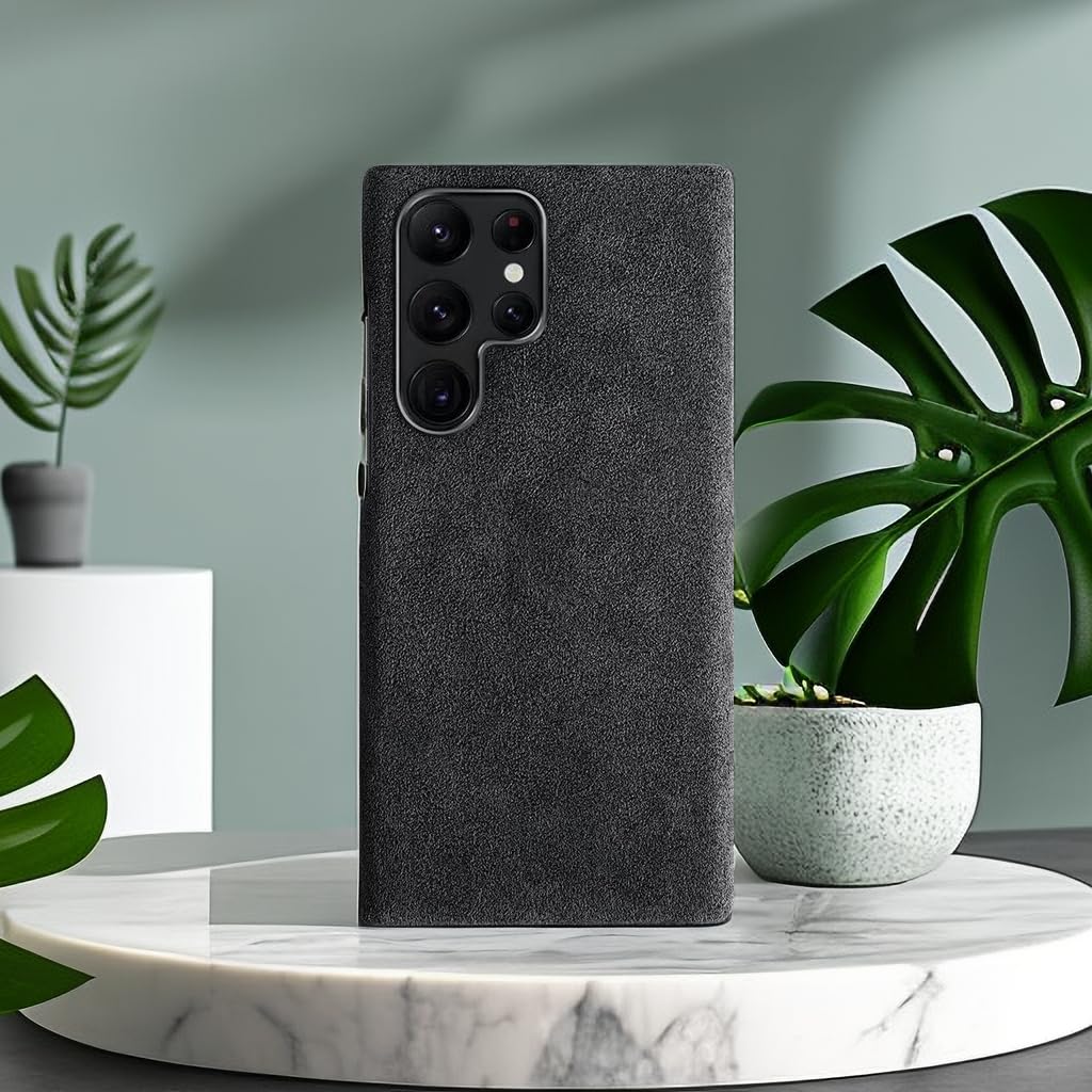 TYXDKJ Alcantara Case for Samsung Galaxy S23 Ultra,Handmade Fully-Wrapped Synthetic Suede Cover, Compatible with MagSafe Wireless Charging(Black)