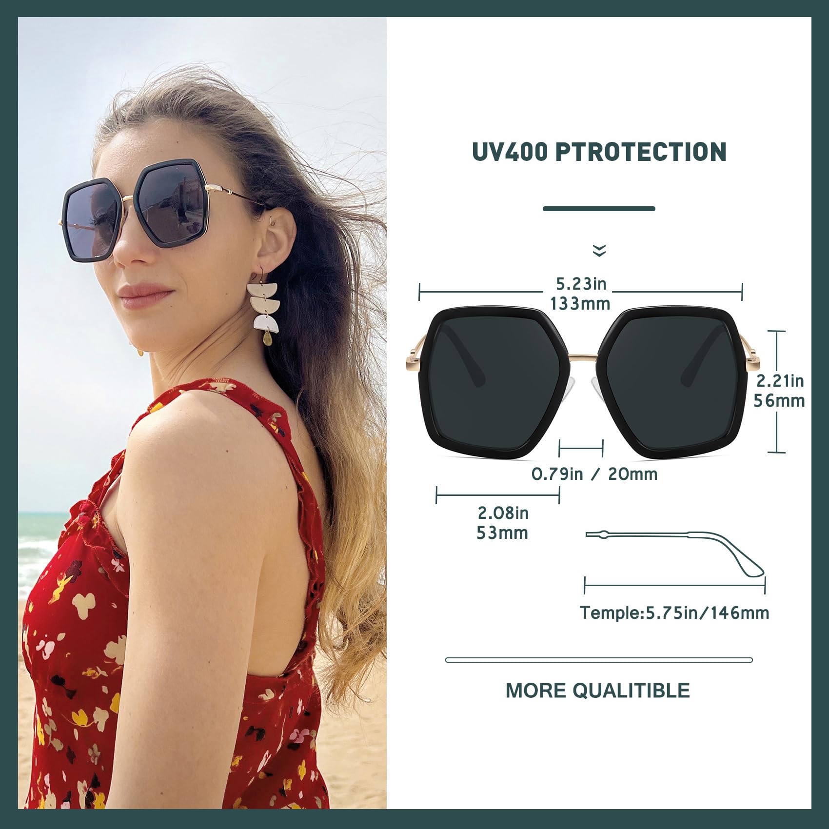 WOWSUN Oversized Big Fashion Sunglasses for Women Irregular Large Shades UV Protection