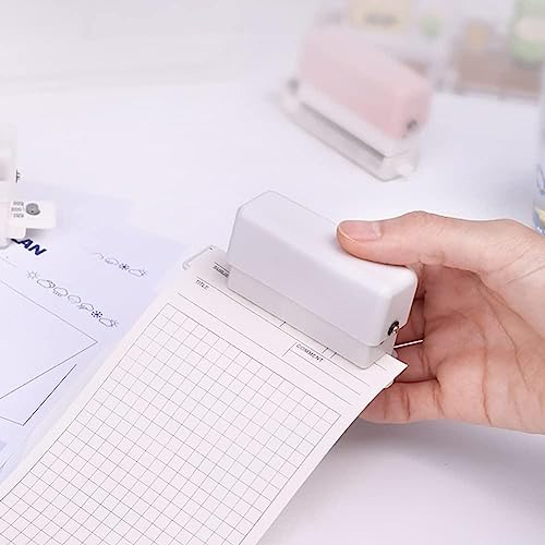 TAIYUYUE 1 Mini Portable Paper Punch with 10PCS 6-Hole Random Color Binder Rings -Cute 6-Hole Puncher for Crafts, Planners, Binders with Positioning Ruler - 2 Sheets Capacity, 5 Colors (Pink)