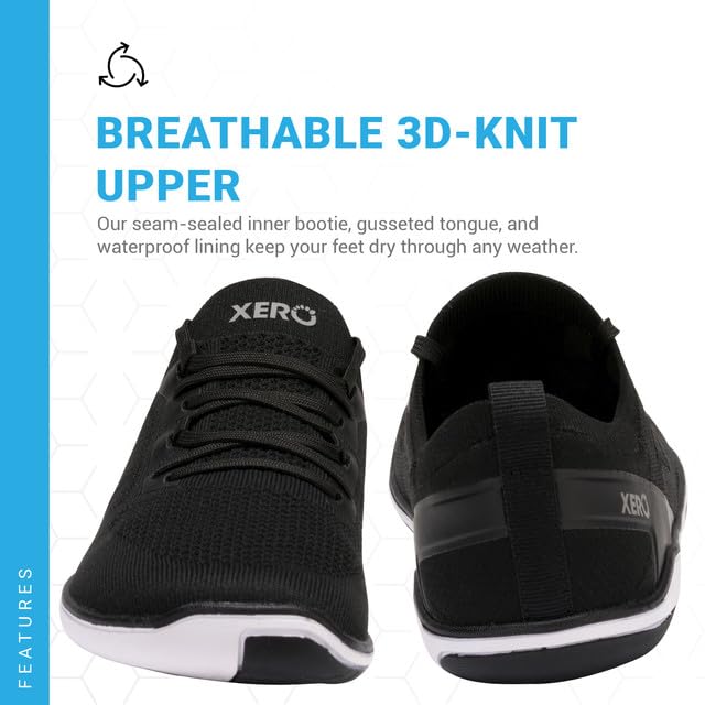 Xero Shoes Barefoot Nexus Knit Shoes for Women | Athleisure Sneaker, Minimalist, Zero Drop, Minimalist Women's Shoes | Black, Size 7.5