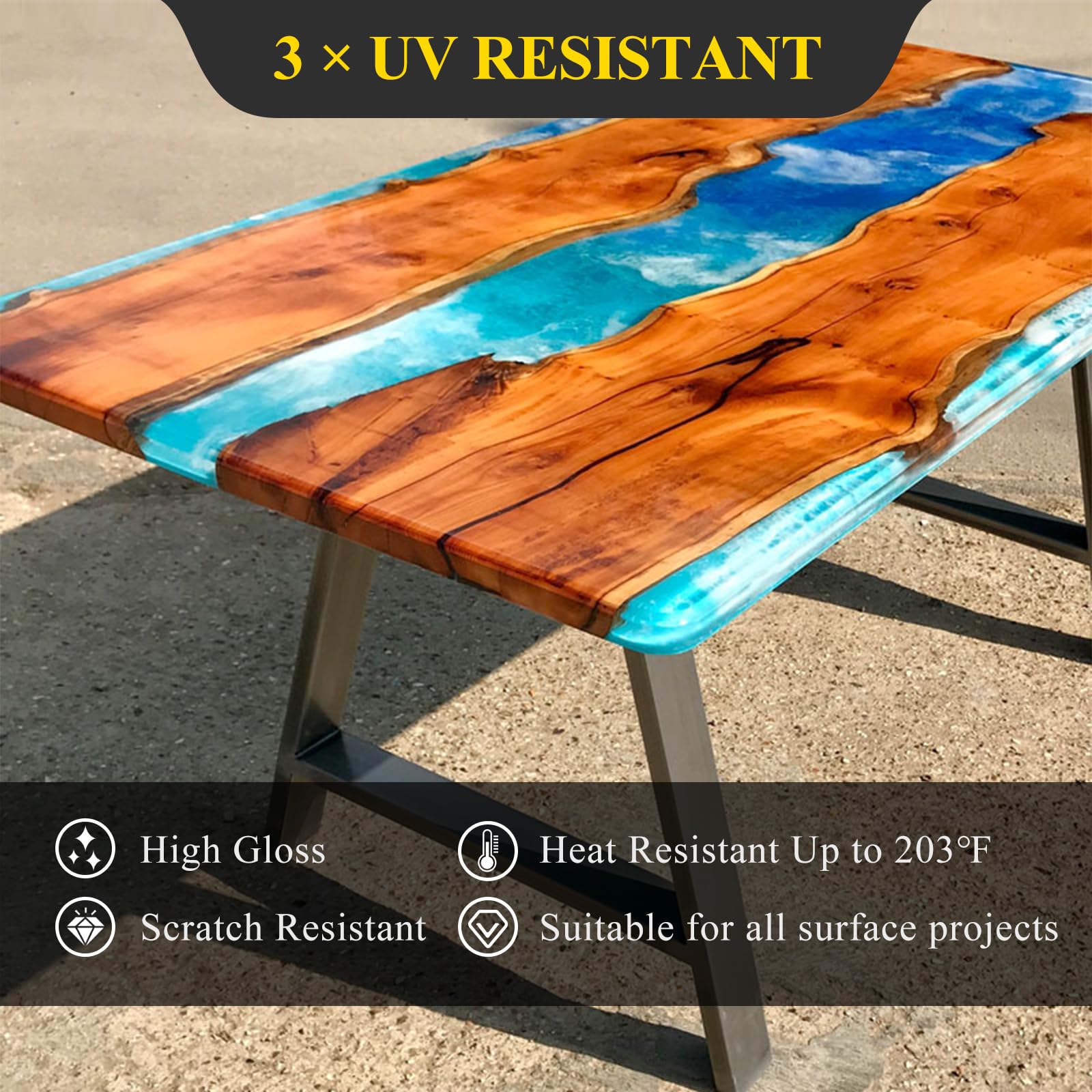 TAKIMO 1 Gallon 3×UV Resistant Resin Kit,No Bubble & Crystal Clear Epoxy Resin for Coating, Casting, Table Top,DIY, Bar Top, River Tables, Resin Art, Wood with High Gloss Finish