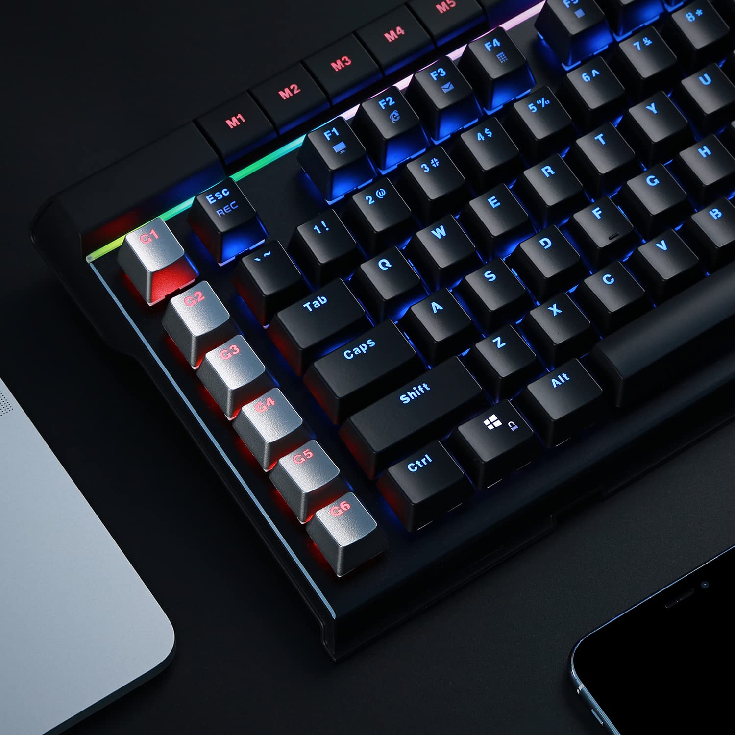 teamwolf VOIDRAY EX Mechanical Gaming Keyboard Blue Switches Media Keys RGB Breath Changing Backlight Anti-Ghosting with 2 USB Ports