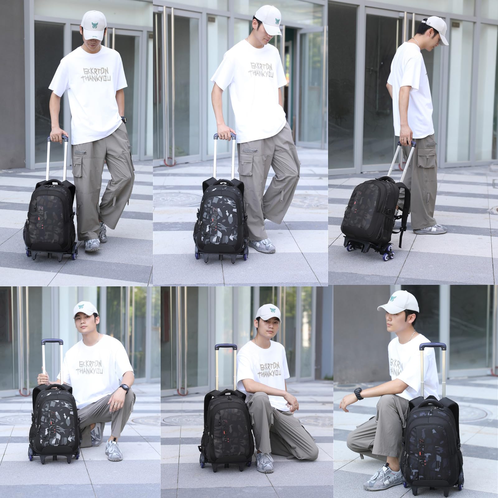 VIDOSCLA Space Elementary Teens Rolling Backpack Kids Boys Luggage with Wheels Trolly BookBag for School-2 Wheels