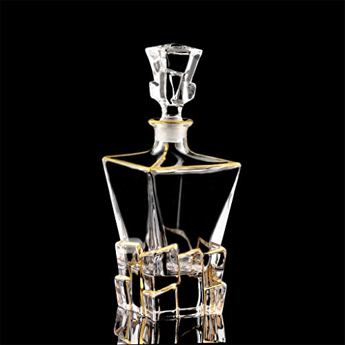 YANGRRJ Luxurys Gold-painted Whisky Bottle Set Creative Crystal Glass Wine Glass Beer Glass Wine Set (Color : D, Size : 1)