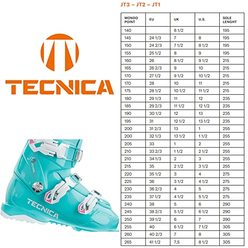 Tecnica Junior JT3 Pearl 3-Buckle Soft Warm Functional Comfortable Alpine All Mountain Freeride Race Ski Boots, Light Blue 2022, 6.5