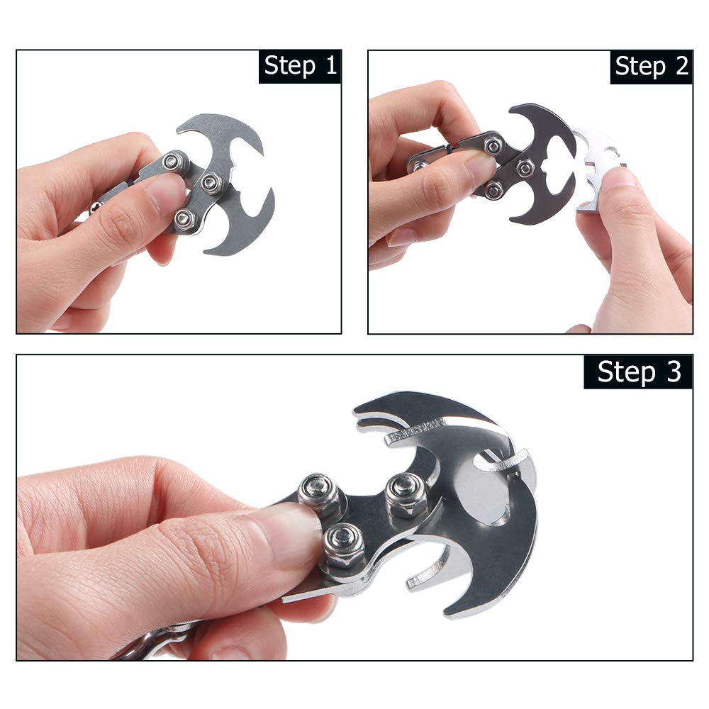 WREOW 2 IN 1 Pocket Size Grappling Hook,Stainless Steel Grappling Hook Survival Folding Rock Climbing Claw Multifunctional Tool Tactical Emergency Tool for Outdoor Life (2 PACK)