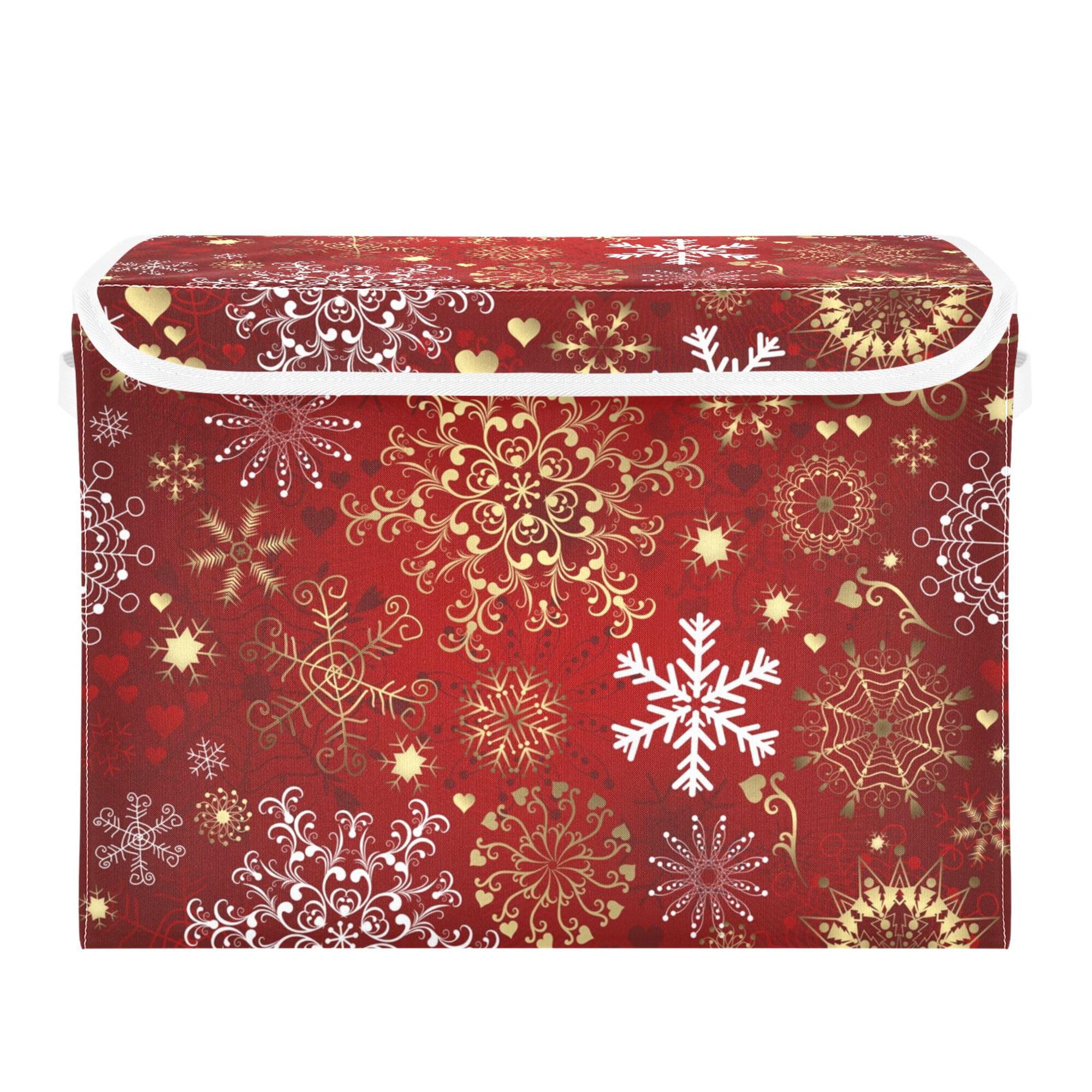 xigua Christmas Snowflakes Storage Bins with Lids and Carrying Handle,Foldable Storage Boxes Organizer Containers Baskets Cube with Cover for Home Bedroom Closet Office Nursery