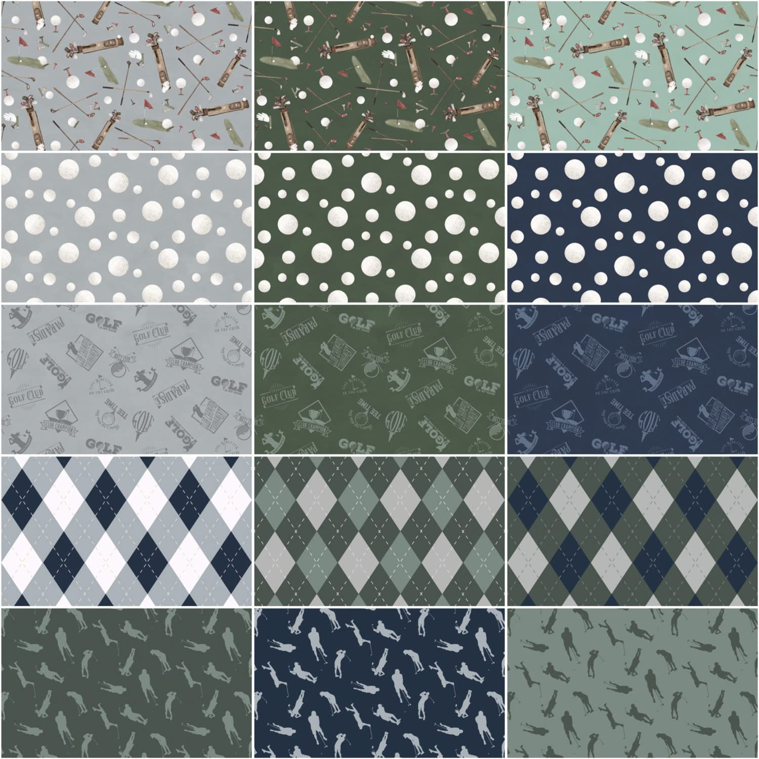 Tara Reed Golf Days Rolie Polie 40 2.5-inch Strips Jelly Roll Riley Blake Designs RP-13000-40