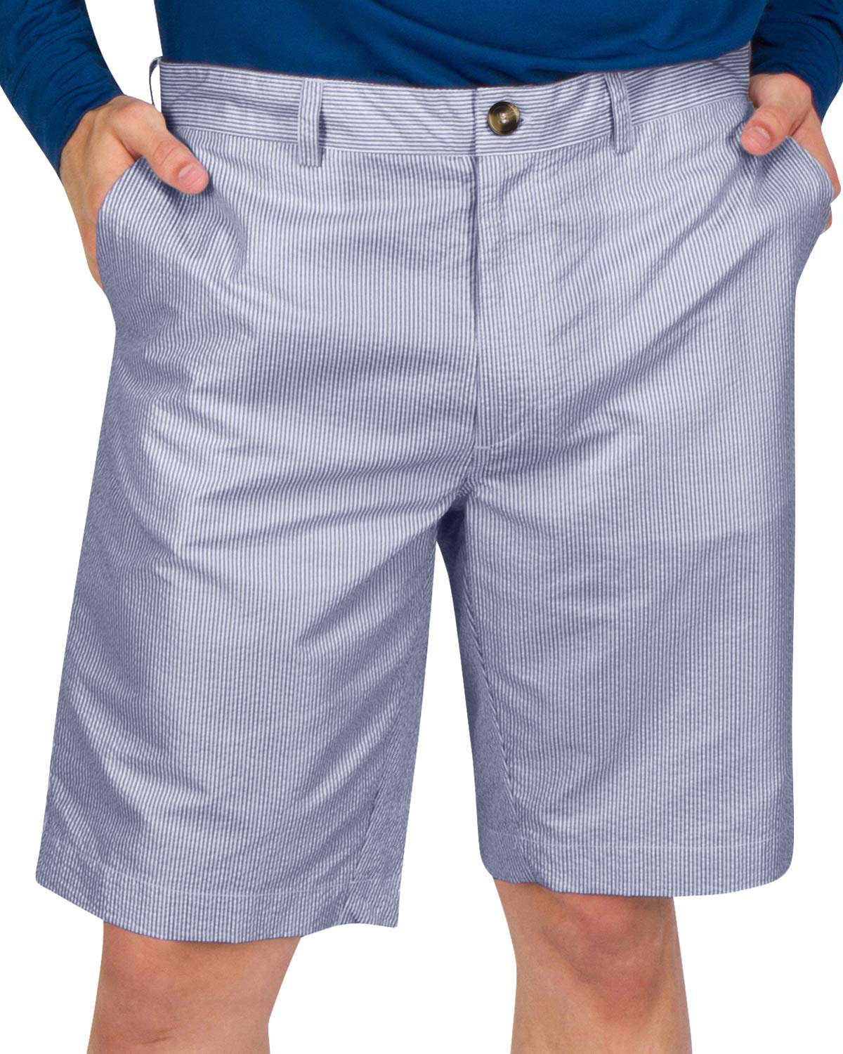 Three Sixty Six Seersucker Golf Short for Men - Quick Dry Casual Walk Shorts - 10 Inch Inseam Grey